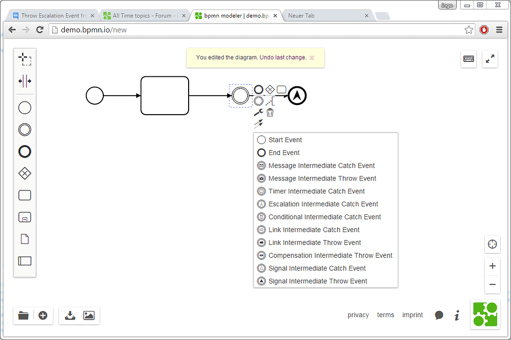 Unable to throw an intermediate escalation event - Users - Forum - bpmn.io